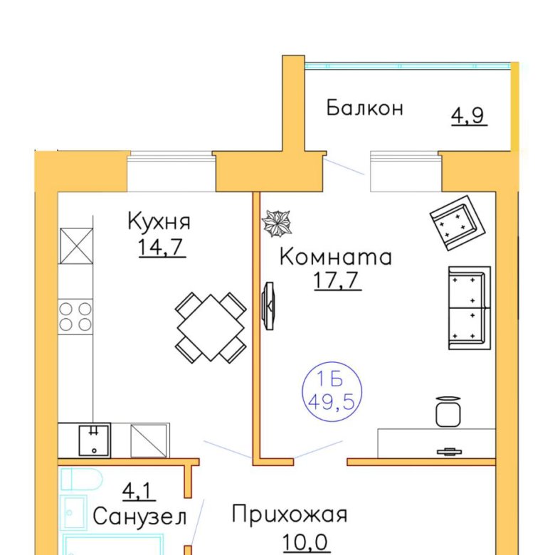 Квартира 1 комната 49 5 м² купить в Тюмени цена 5 499 000 руб